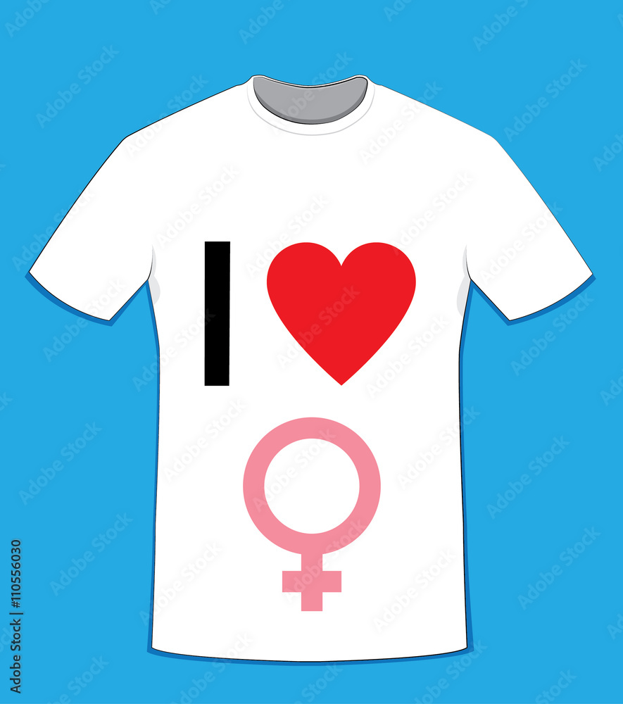 a vector cartoon representing a white cotton t-shirt for women on a red ...