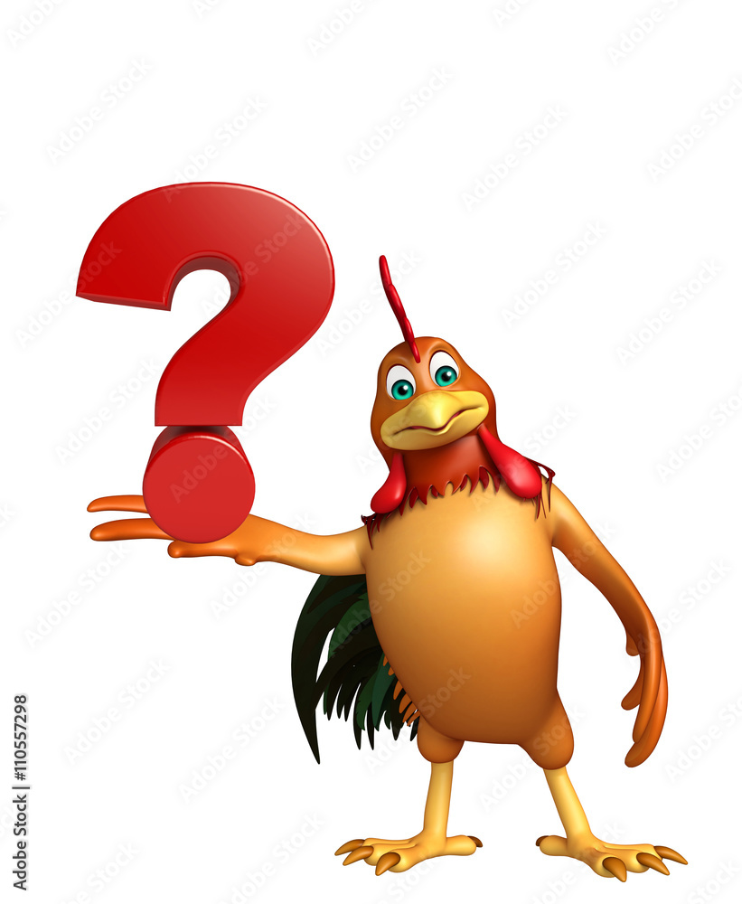 fun Chicken cartoon character with question mark sign Stock ...