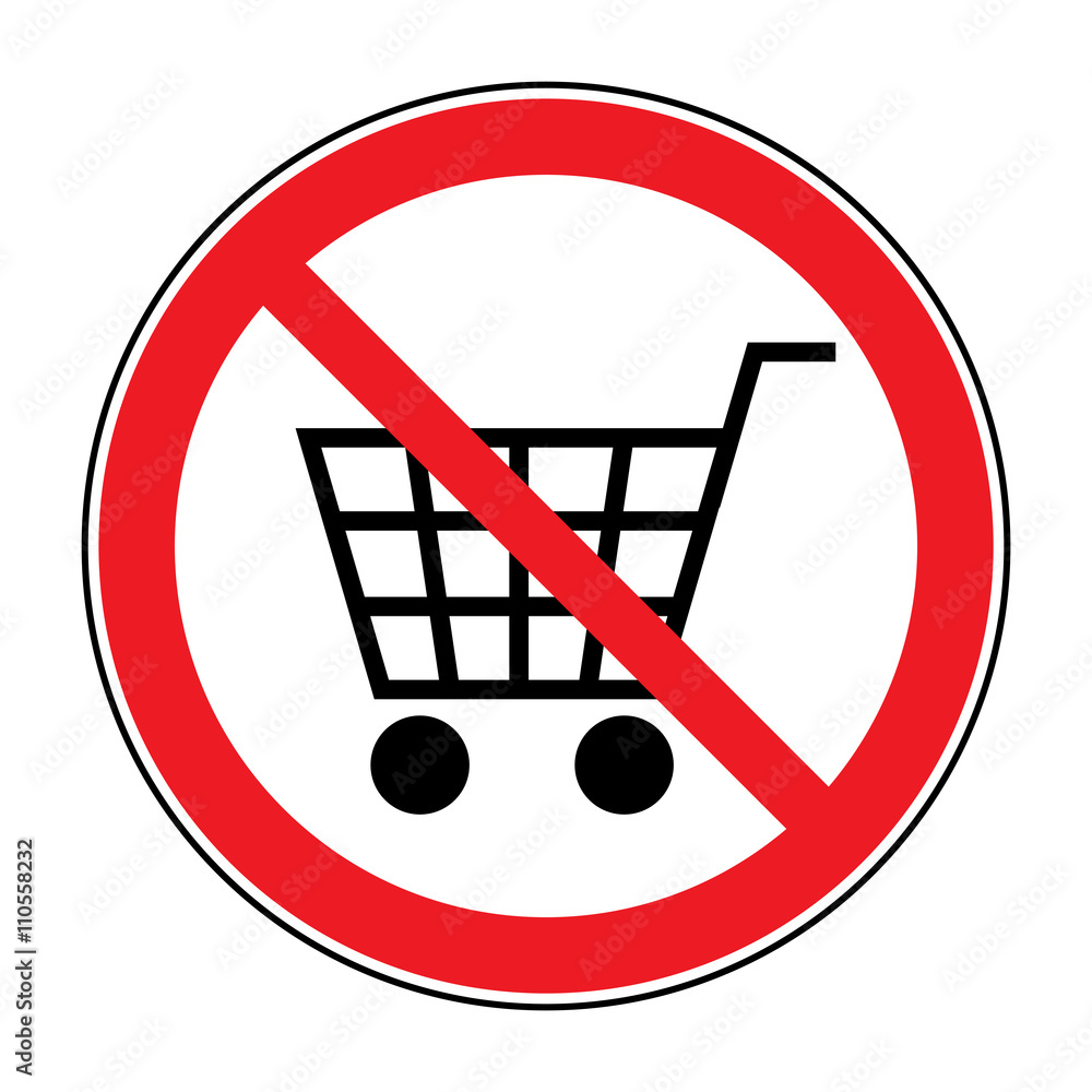 No Shopping Cart Sign. Red round No Shopping Cart icon. Illustration of ...