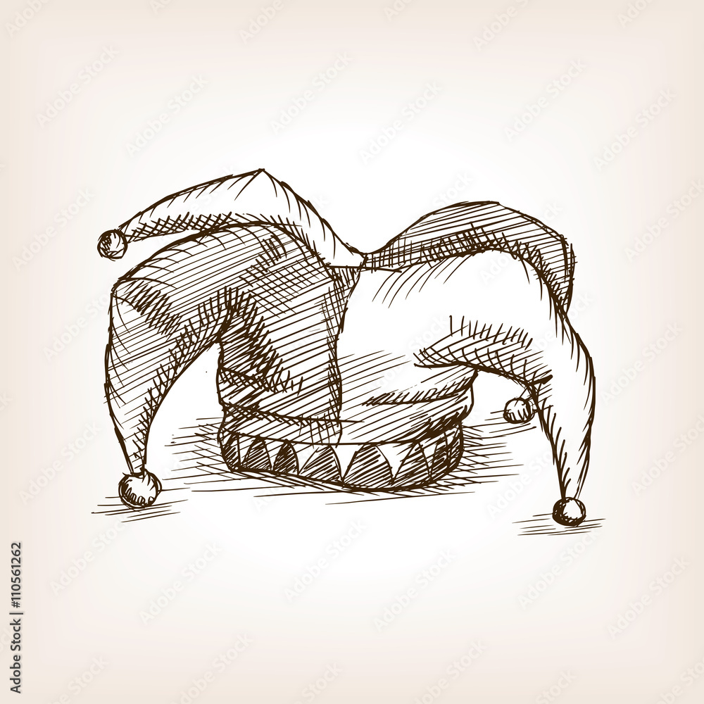 Jester hat sketch style vector illustration Stock Vector | Adobe Stock