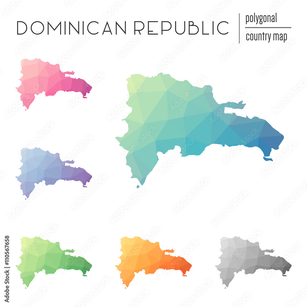 Vetor do Stock: Set of vector polygonal Dominican Republic maps. Bright ...