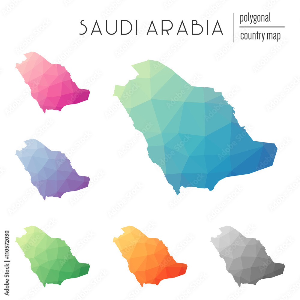 Set of vector polygonal Saudi Arabia maps. Bright gradient map of ... Set of vector polygonal Saudi Arabia maps. Bright gradient map of ...