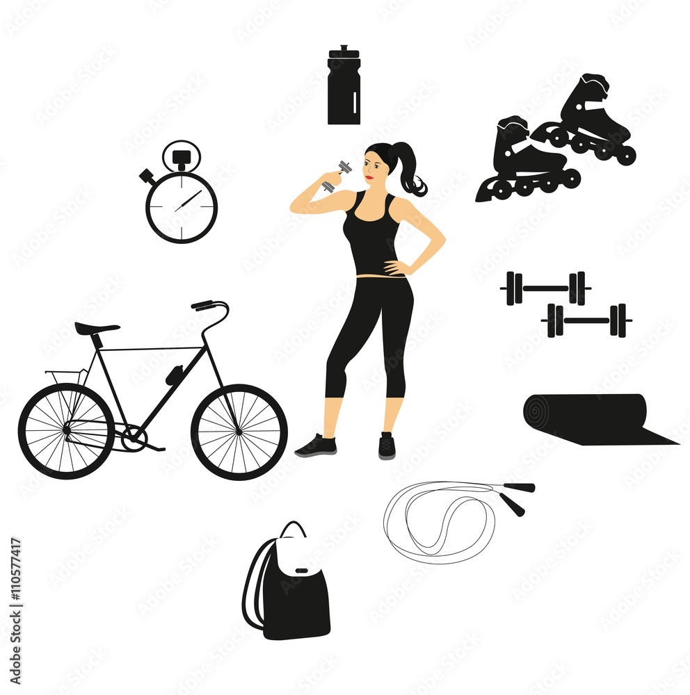Vector fitness women set Stock Vector | Adobe Stock