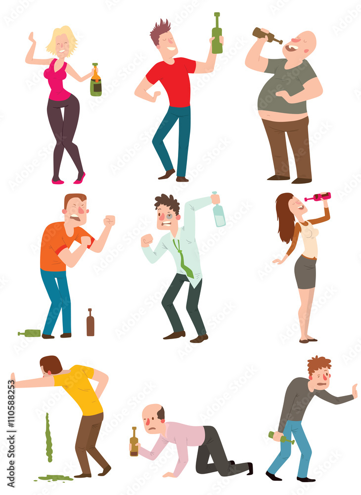 Drunk people vector illustration. Stock Vector | Adobe Stock