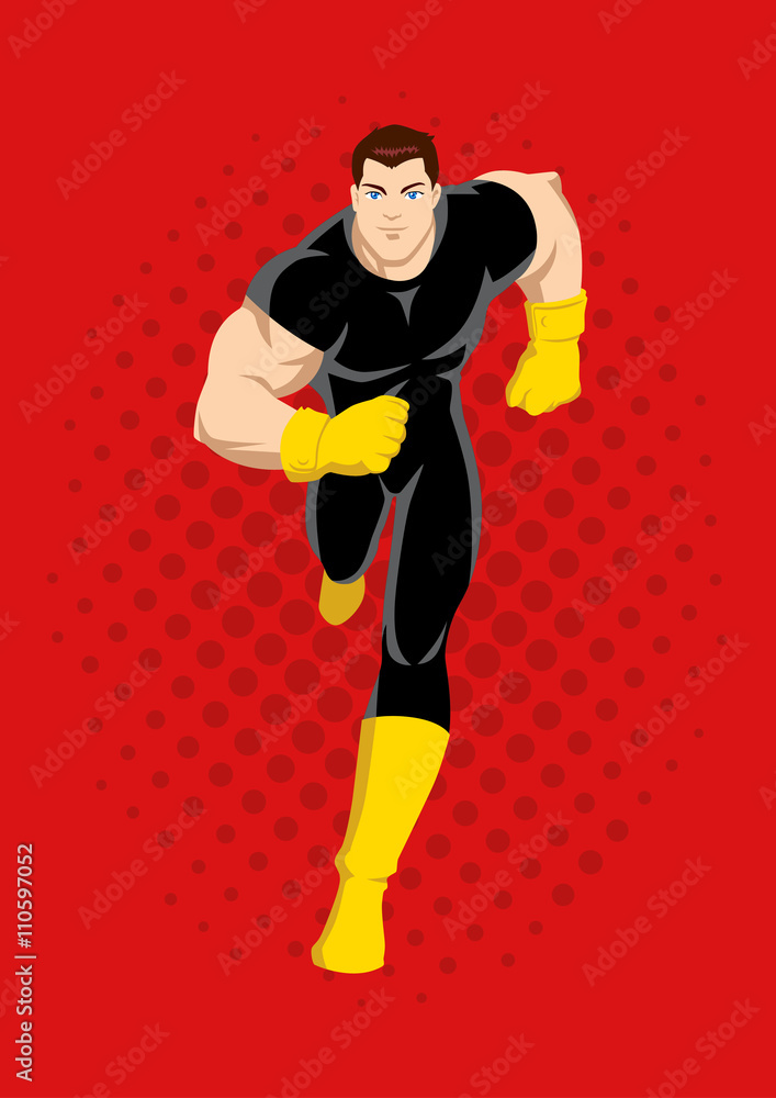 Cartoon illustration of a superhero running Stock Vector | Adobe Stock