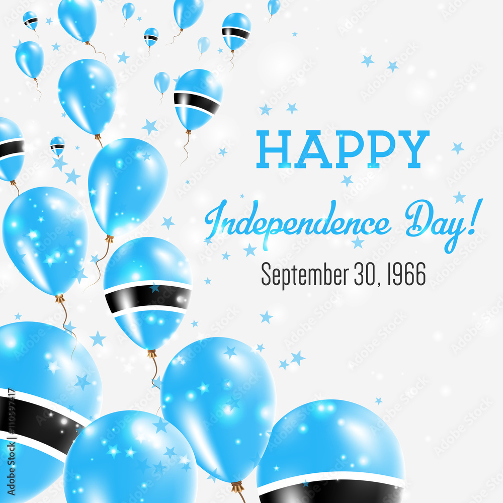 Botswana Independence Day Greeting Card. Flying Balloons in Botswana ...
