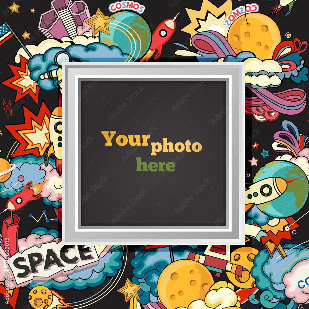 Vector template photo frame or card for your picture. Insert your ...