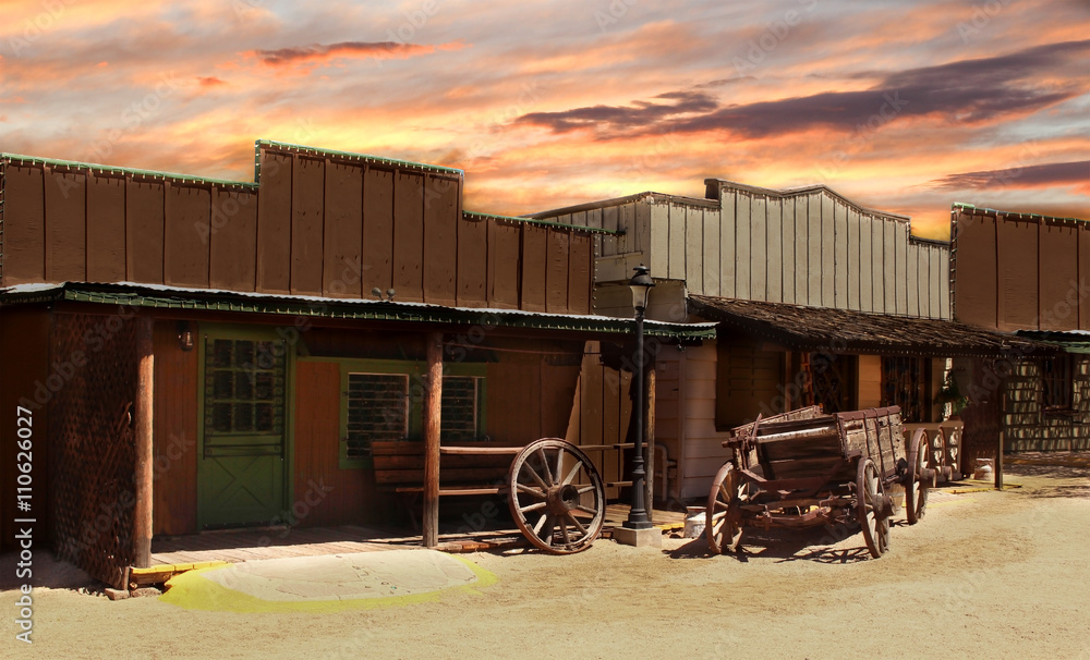Cowboy Town - Old Wild West cowboy ghost town at sunset Stock ... Cowboy Town - Old Wild West cowboy ghost town at sunset Stock ...