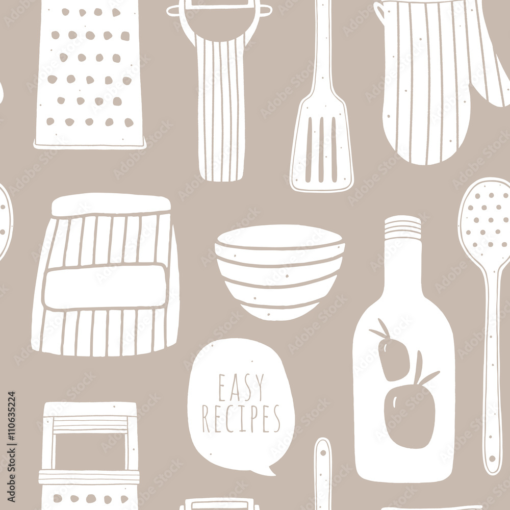 Easy recipes seamless pattern. Cooking vector repeating background ...