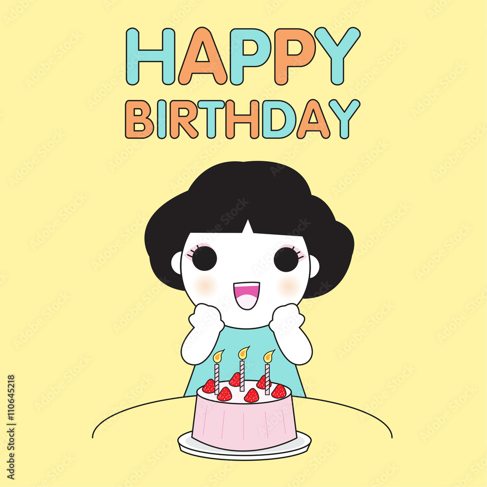 Happy Birthday Character Card illustration Stock Vector | Adobe Stock