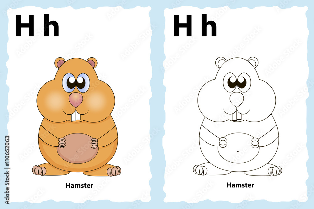 alphabet coloring book page with outline clip art to color. Letter H ...