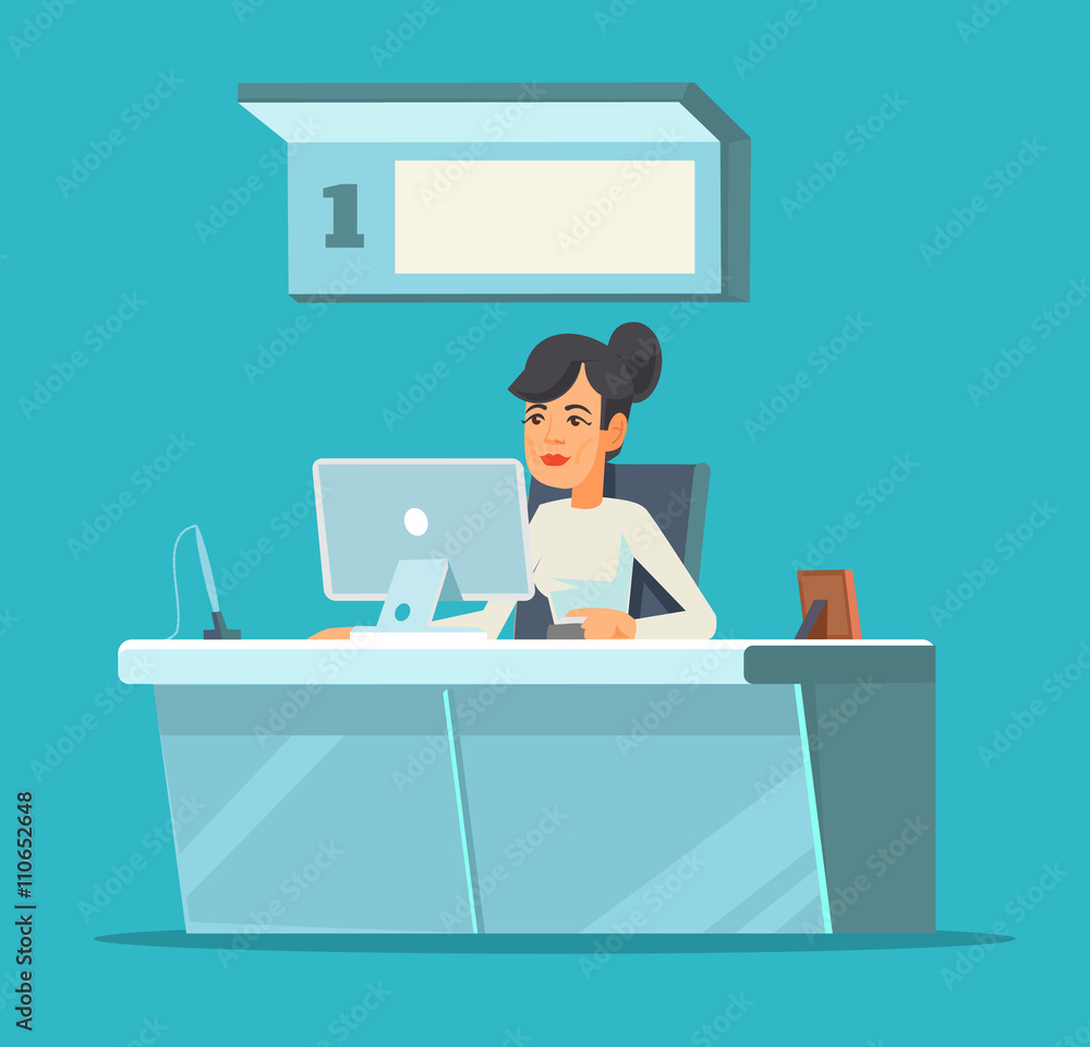 Receptionist. Vector flat cartoon illustration Stock Vector | Adobe Stock