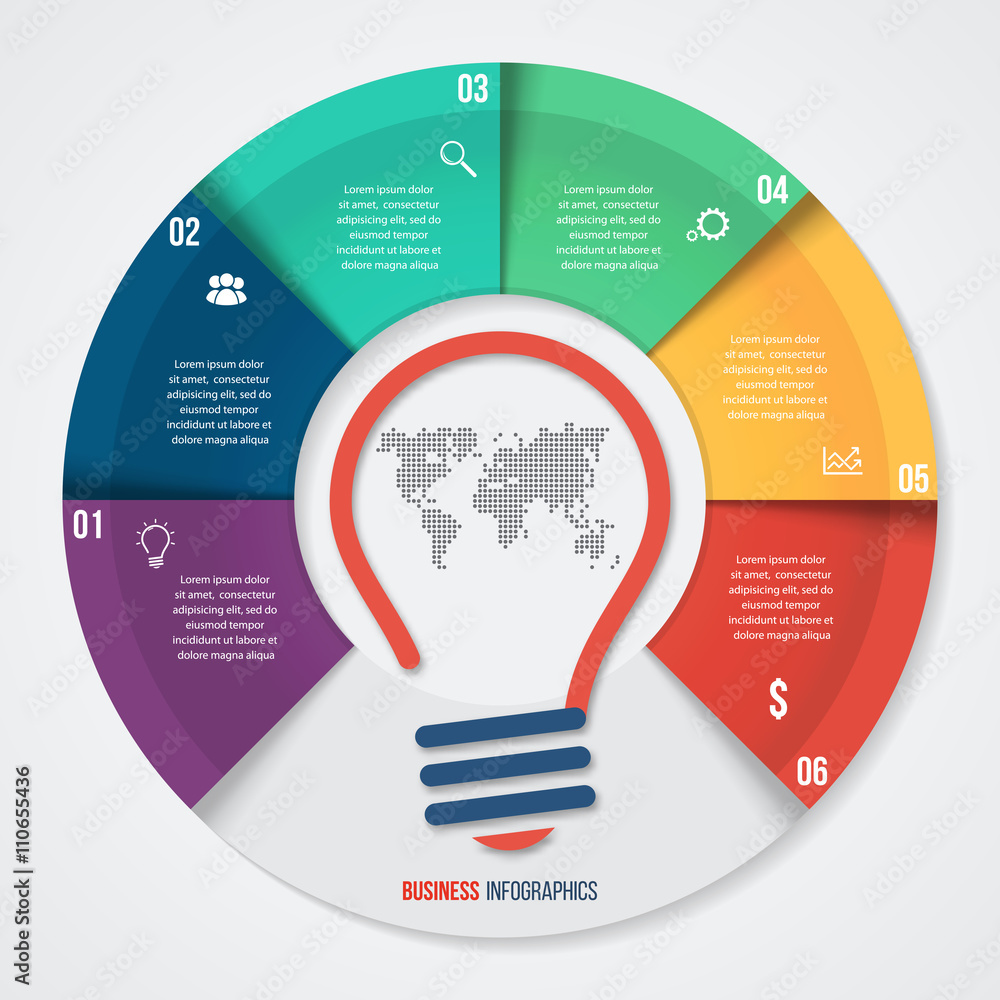 Vector idea pie chart infographic template for graphs, charts, diagrams ...