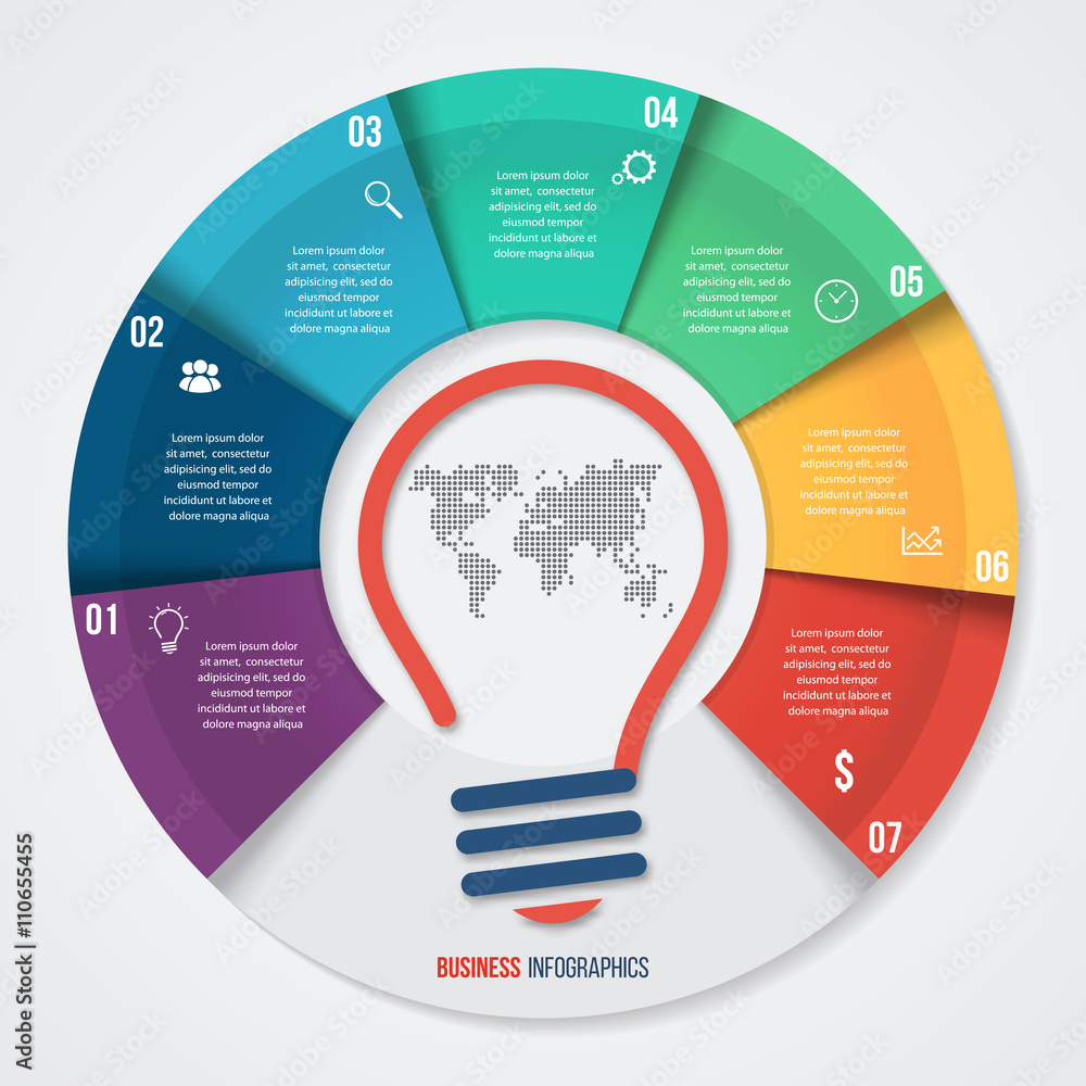 Vector idea pie chart infographic template for graphs, charts, diagrams ...