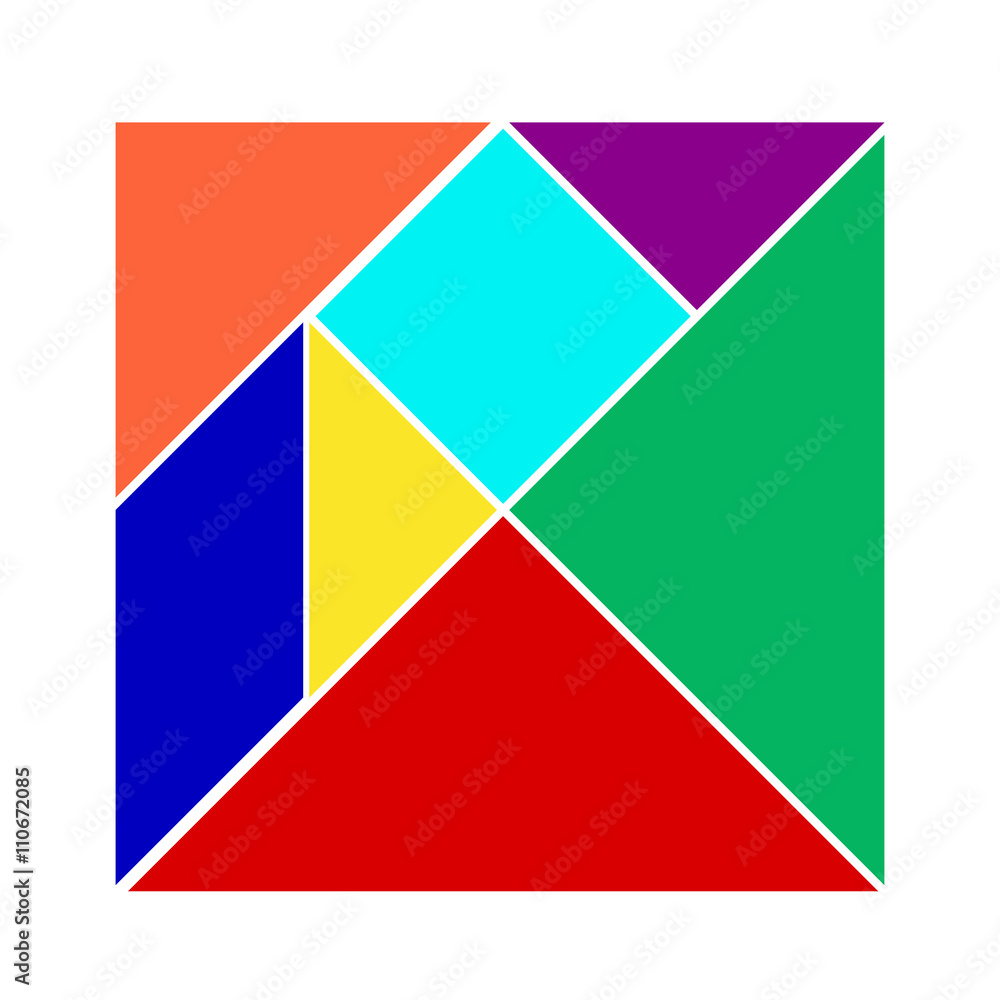 Colorful tangram on white background Stock Vector | Adobe Stock