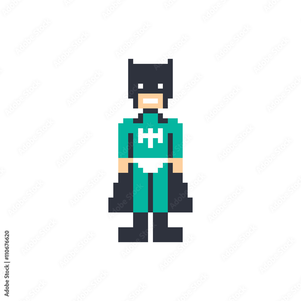 pixel people superhero avatar Stock Vector | Adobe Stock