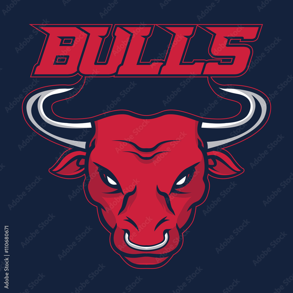 Bull mascot for sport teams. Bull, logo, symbol on a dark background ...