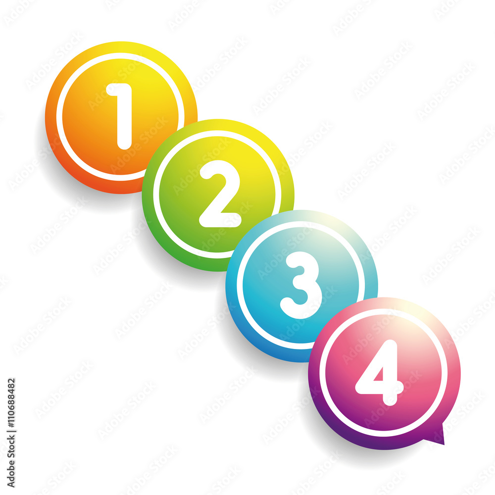 One two three four progress bar stickers Stock Vector | Adobe Stock