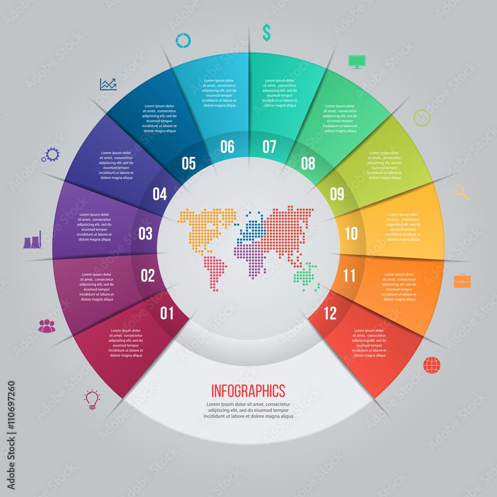 Grafika wektorowa Stock: Vector pie chart template for graphs, charts ... Grafika wektorowa Stock: Vector pie chart template for graphs, charts ...