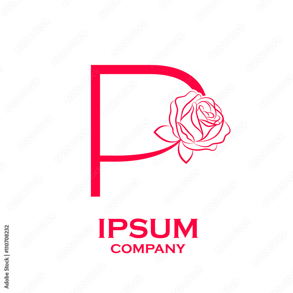 Letter P logo,Rose Flower Red, beauty and fashion logo Stock Vector ...