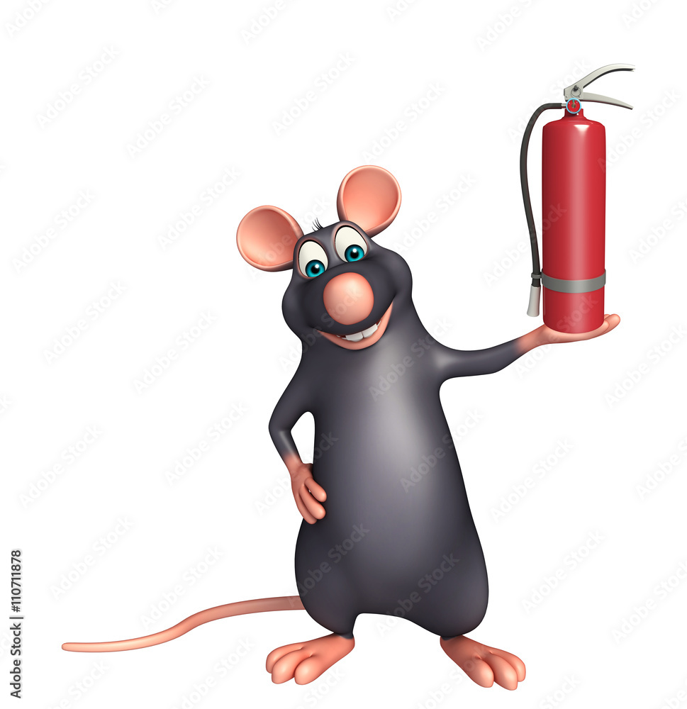 Rat cartoon character fire extinguisher Stock Illustration | Adobe Stock