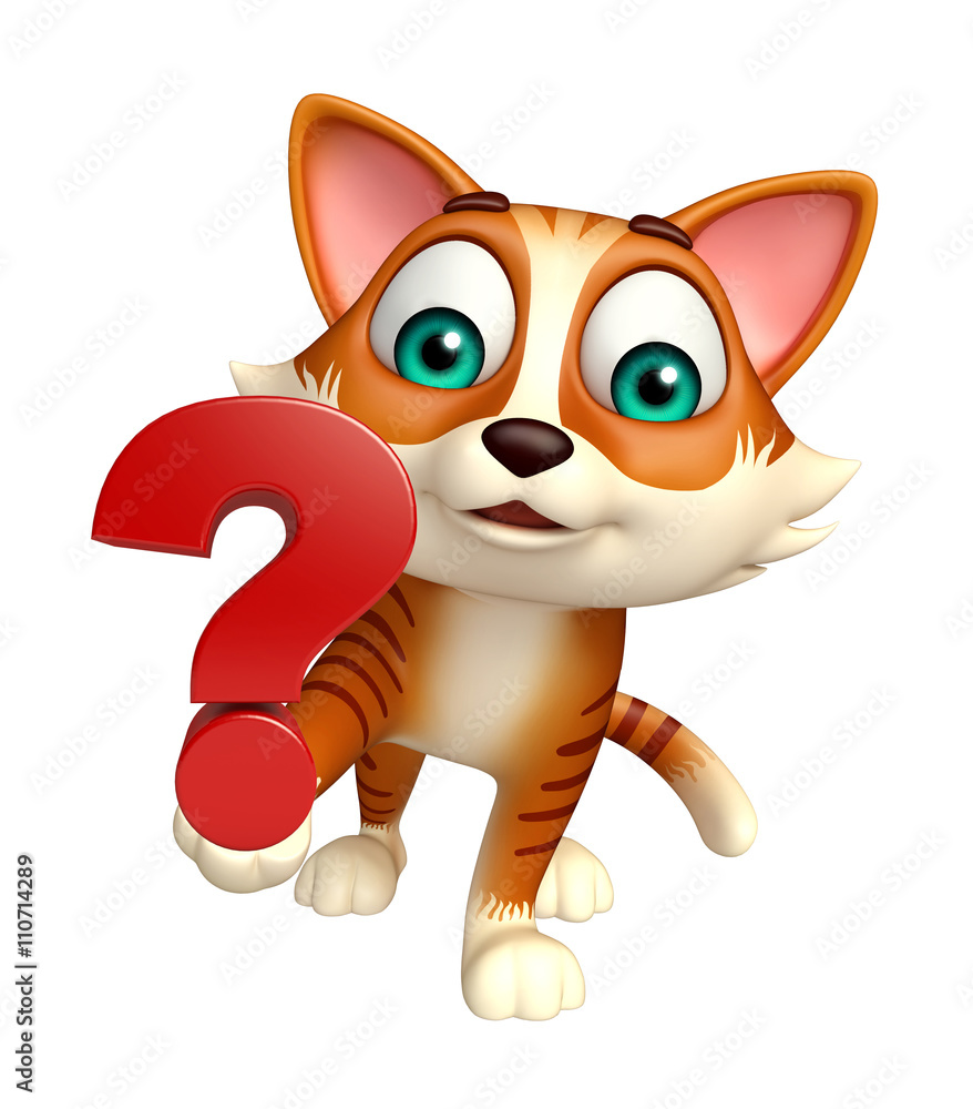 cat cartoon character with question mark sign Stock Illustration ...