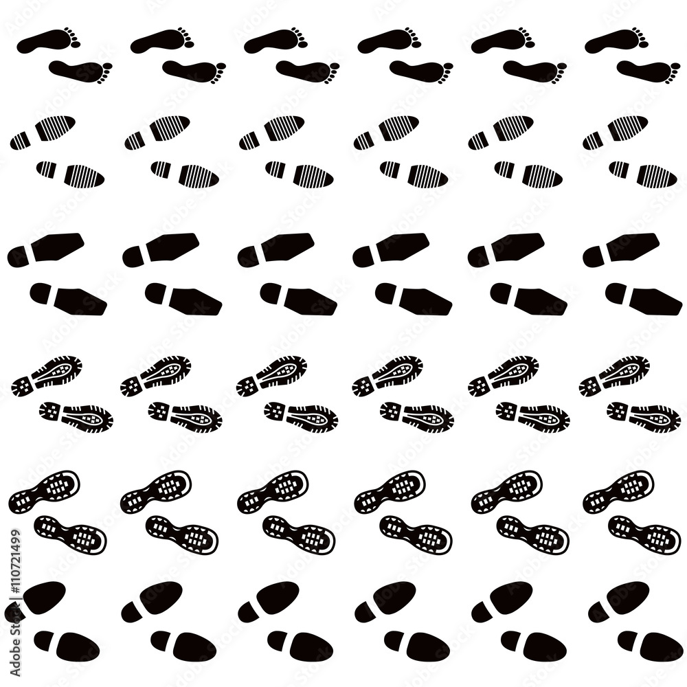 Shoes imprints, footprint and human step set. Print shoe sole and print ...