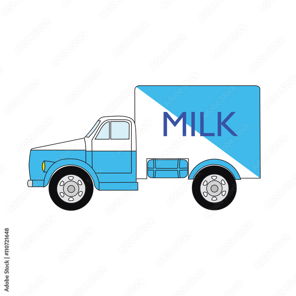 Red and yellow cartoon retro car milk. Vector retro car truck milk ...
