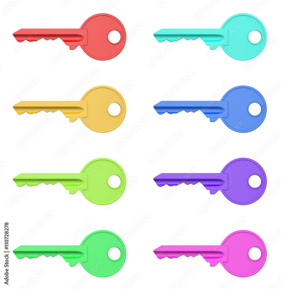 Colorful Keys Series Isolated Stock Illustration | Adobe Stock
