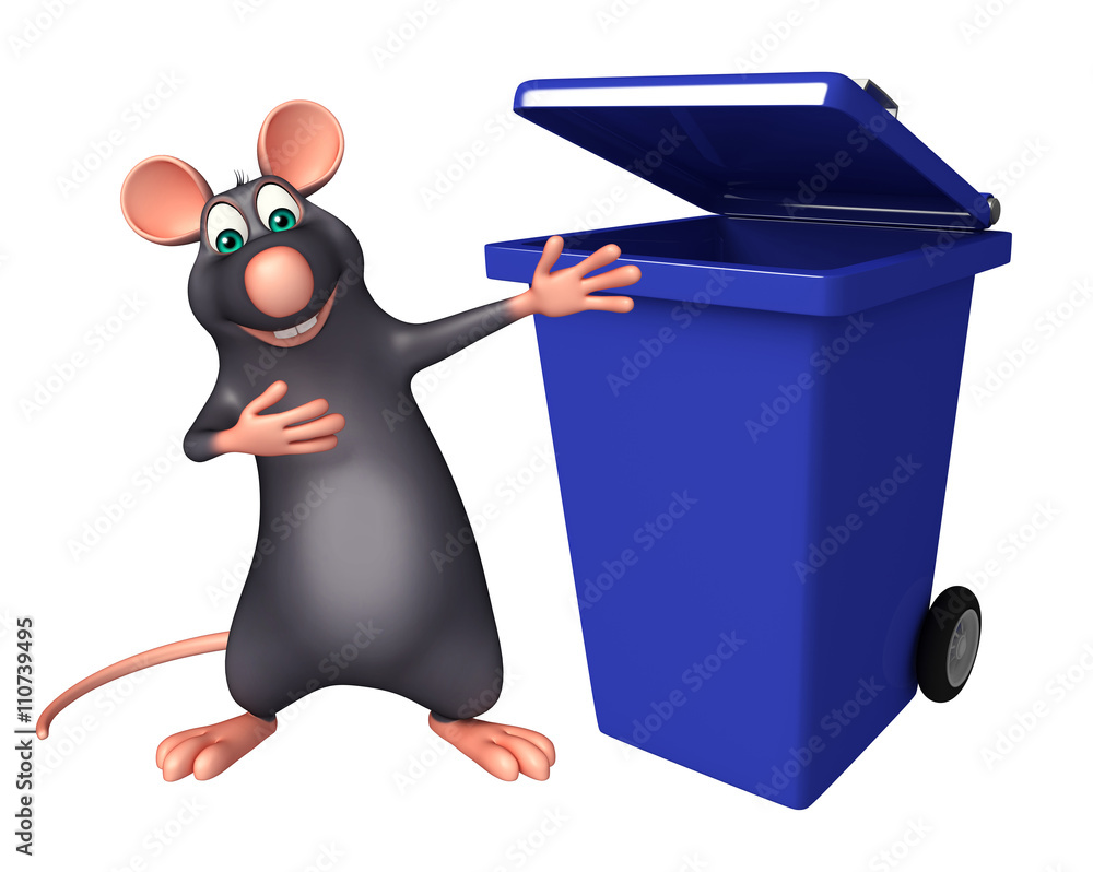 Rat cartoon character with dustbin Stock Illustration | Adobe Stock