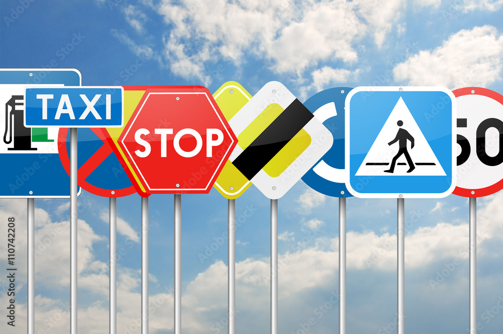 Road signs over the blue sky Stock Photo | Adobe Stock
