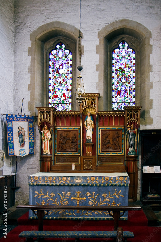 Interior view of part of St Swithun's Church East Grinstead Stock Photo ...