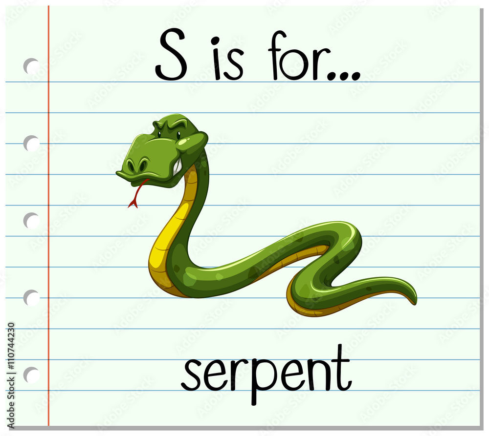 Flashcard letter S is for serpent Stock Vector | Adobe Stock