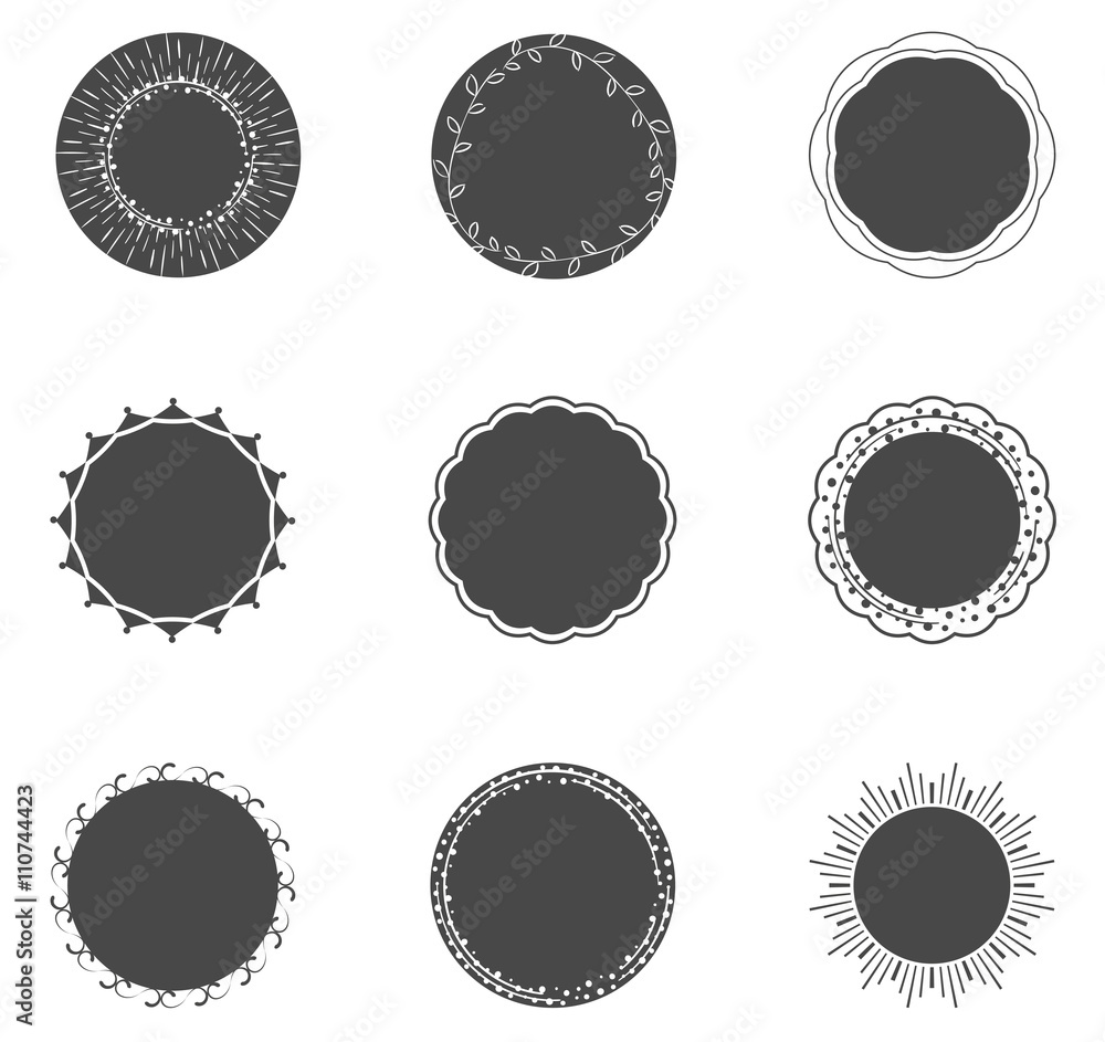 Collection of filled circles with decoratice border Stock Vector ...