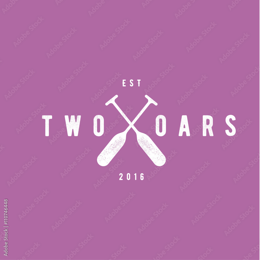 Two Oars Sign Monogram Logo in Minimalism Flat Illustration Stock ...