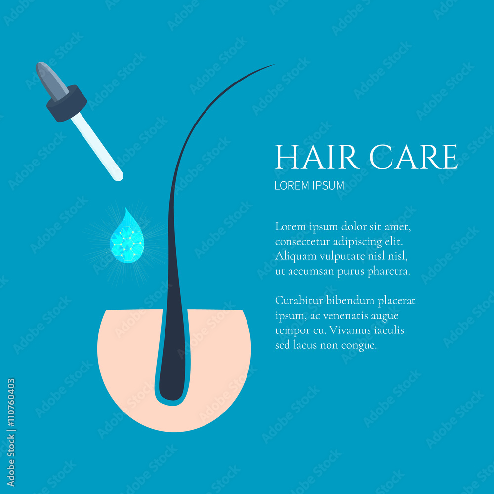 Vector illustration of a hair follicle and a serum essence drop with a ...