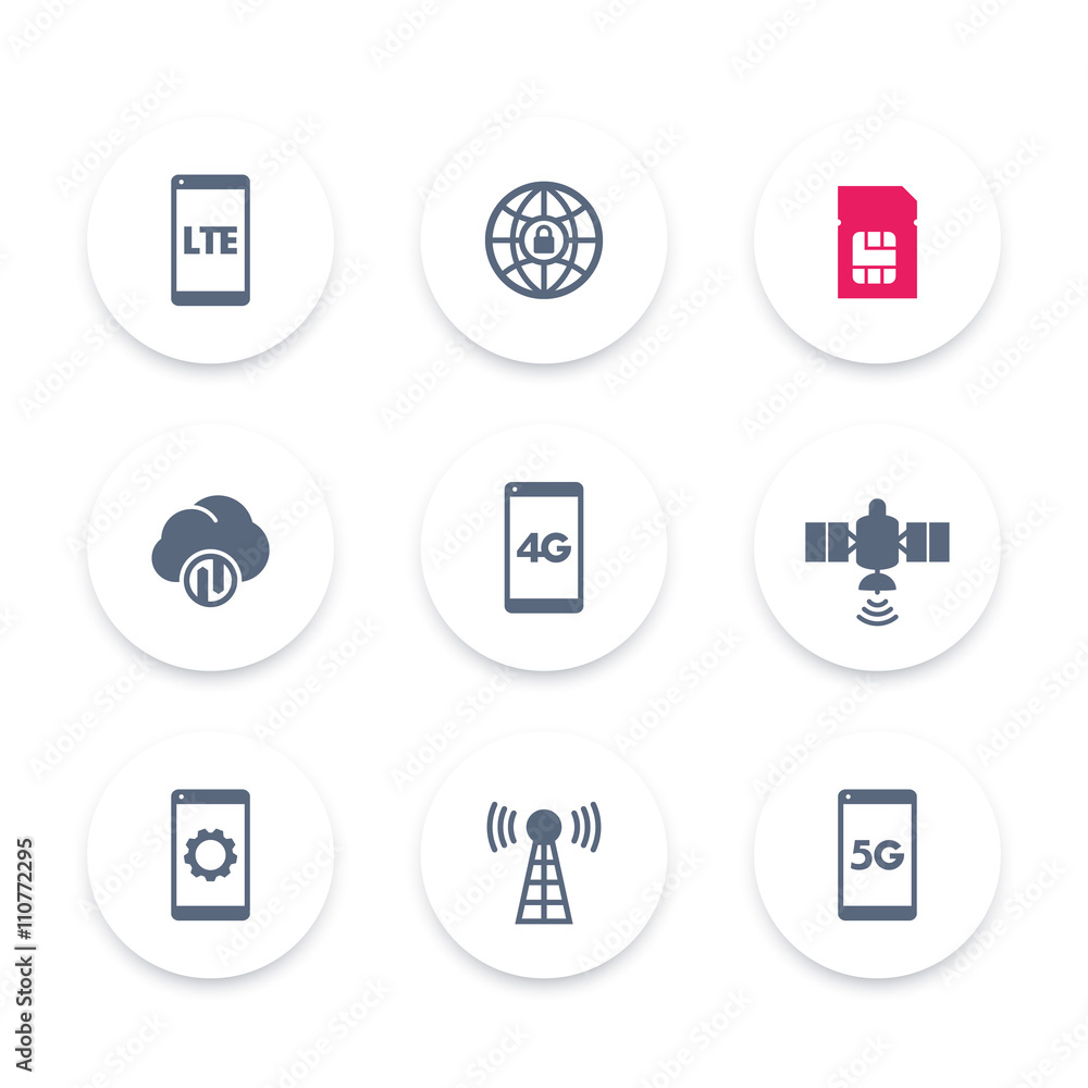 Vektorová grafika „wireless technology icons set, 4g network pictogram ...