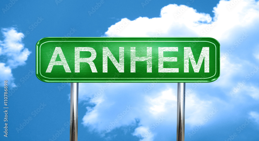 Arnhem vintage green road sign with highlights Stock Illustration ...
