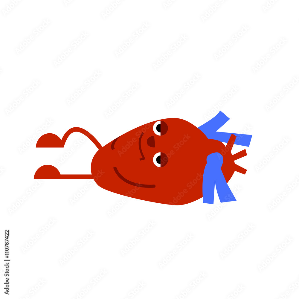 Diseased human organ. Isolated on white background. Lazy cartoon heart ...