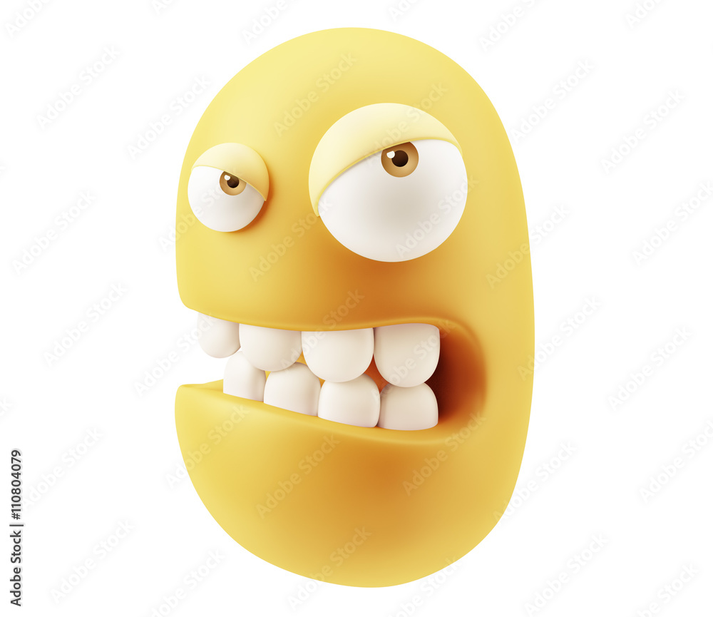 Mad Emoticon Character Face Expression. 3d Rendering. Stock ...