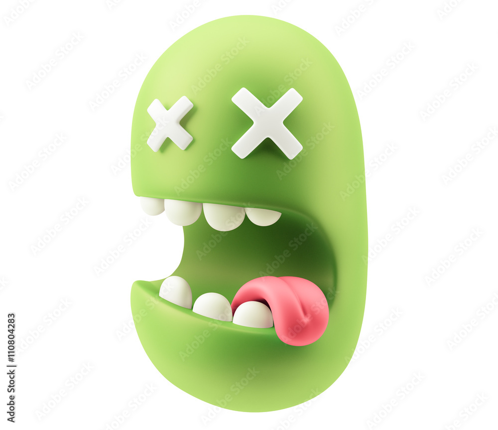 Death Emoticon Face. 3d Rendering. Stock Illustration | Adobe Stock