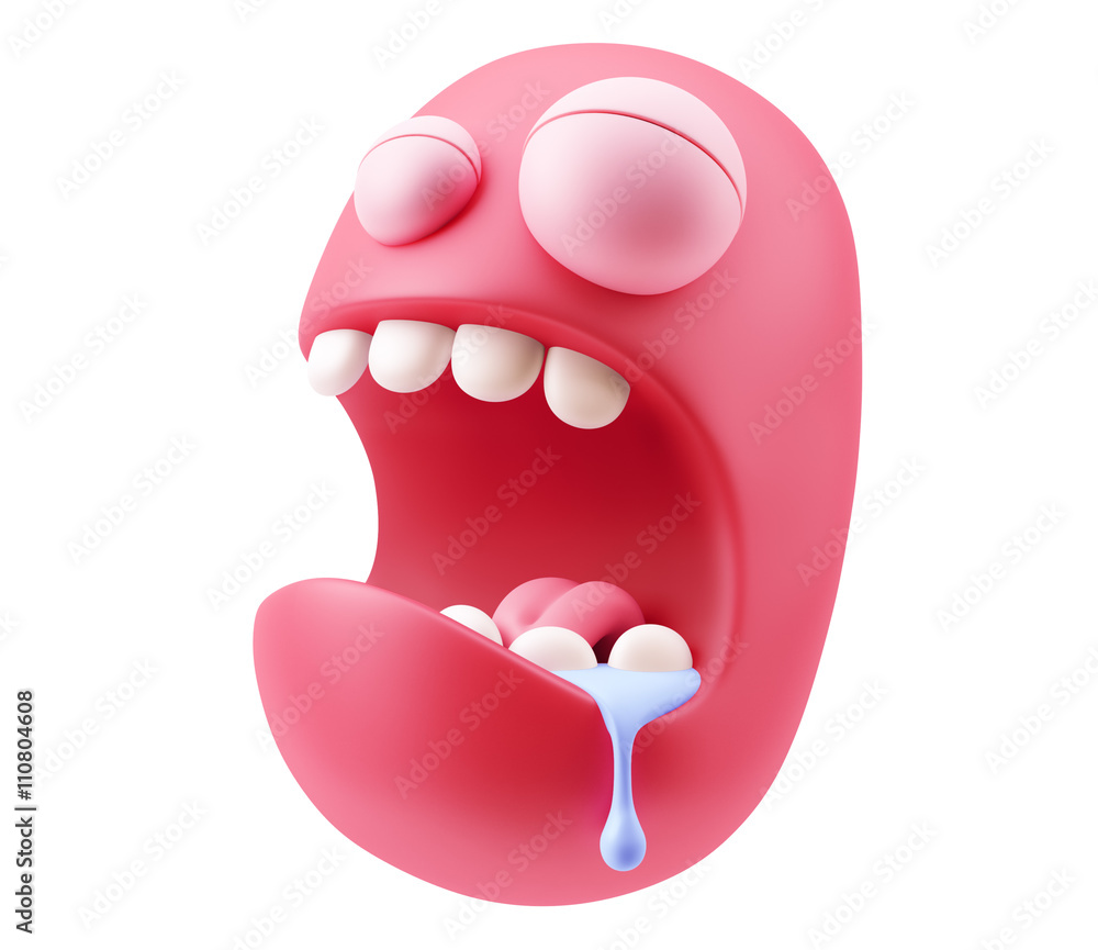 Spleepy Drooling Emoji Cartoon. 3d Rendering. Stock Illustration ...