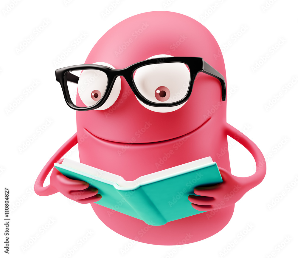 Learning Emoji Cartoon. . 3d Rendering. Stock Illustration | Adobe Stock