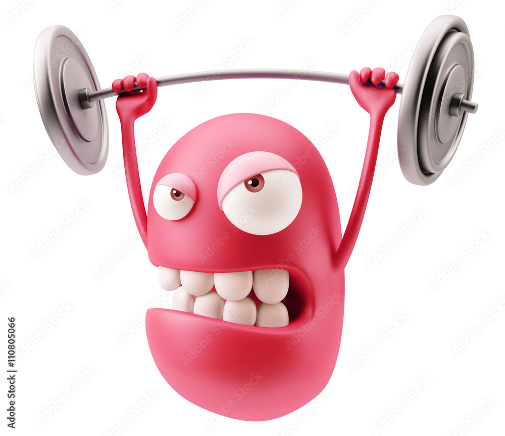 Strength Emoji Cartoon. 3d Rendering. Stock Illustration | Adobe Stock