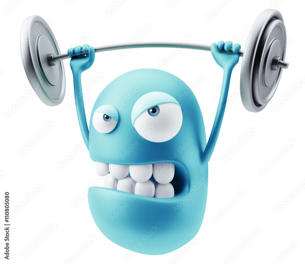 Fitness Emoticon Character Face Expression. 3d Rendering. Stock ...