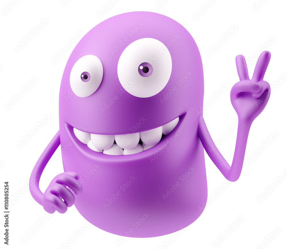 OKAY Emoticon Character Face Expression. 3d Rendering. Stock ...