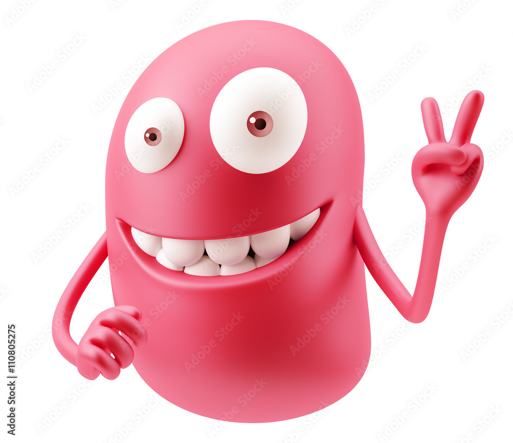 OKAY Emoticon Character Face Expression. 3d Rendering. Stock ...