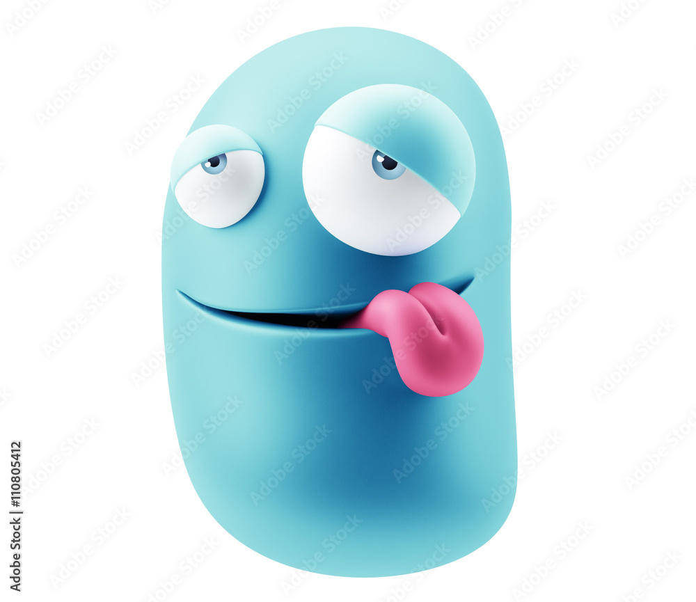 Stupid Emoticon Character Face Expression. 3d Rendering. ilustración de ...