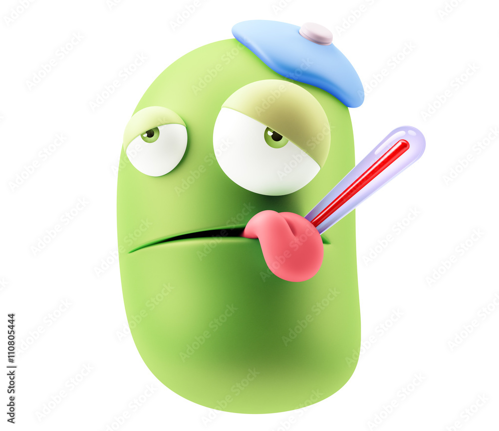 Sick Emoticon Face. 3d Rendering. Stock Illustration | Adobe Stock