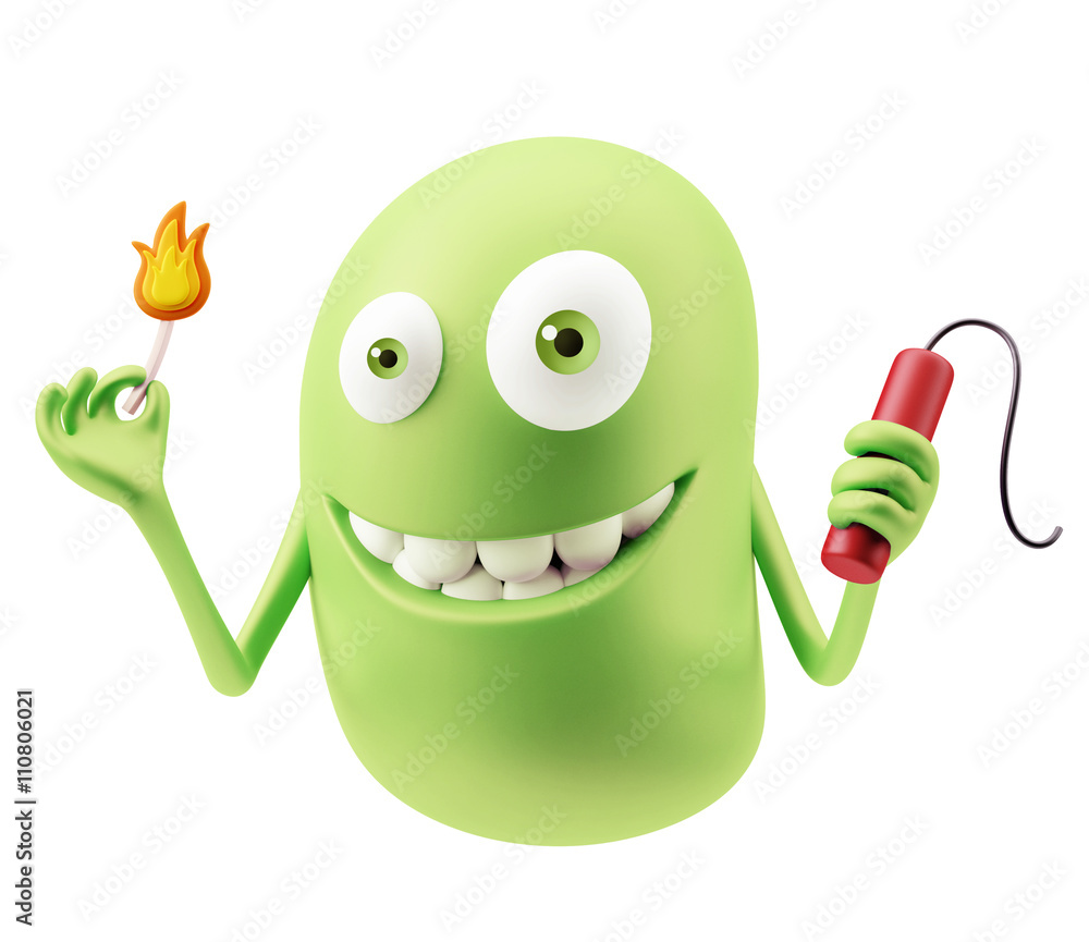 Dynamite Emoticon Character Face Expression. 3d Rendering. Stock ...